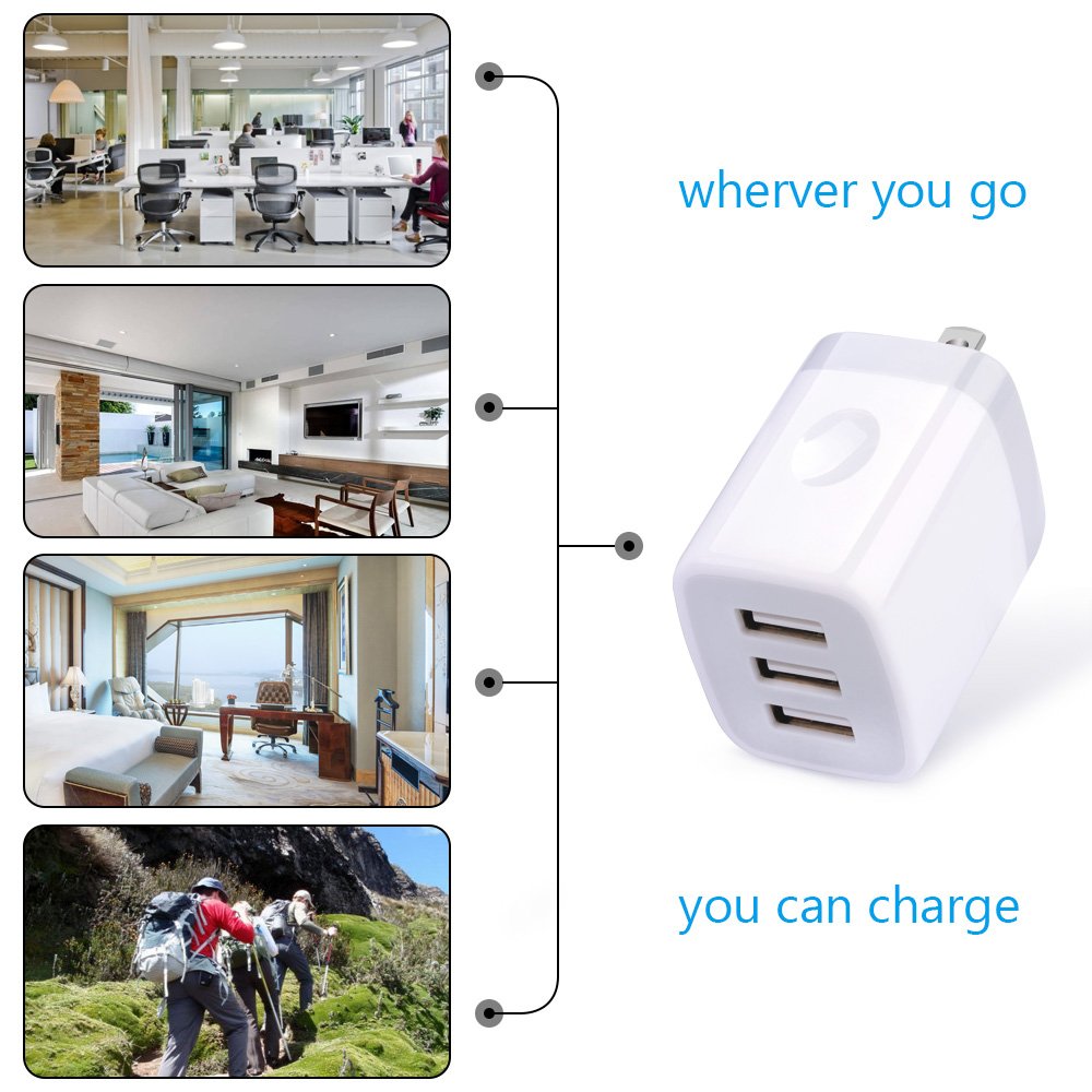 Fast Charging Block, HOOTEK USB Plug Wall Charging Adapters 3.1A Multiple Wall Charger Box Cube Brick for iPhone 15 14 13 12 11 Pro Max XS XR X 8 Plus, Samsung Galaxy S24 A53 S23 S22 S21 S20, LG, Moto