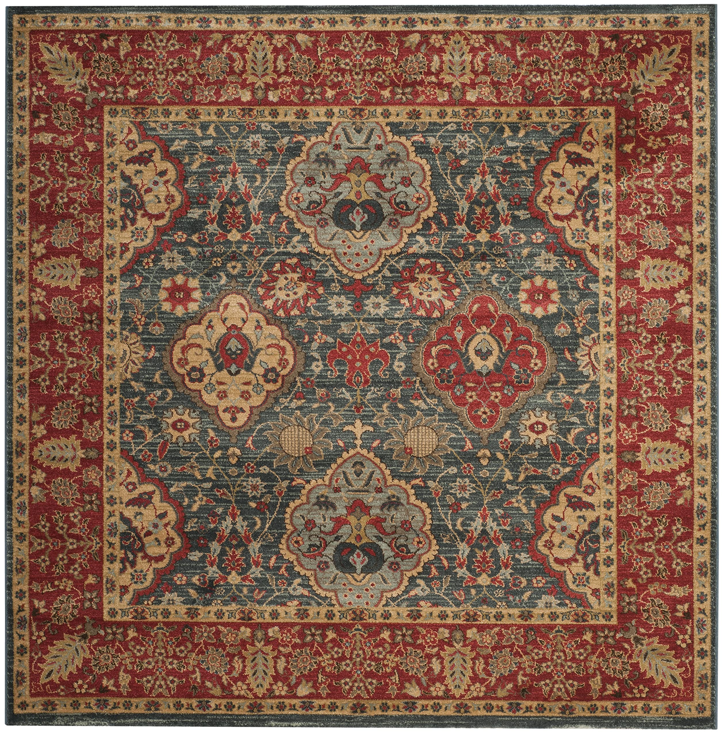 SAFAVIEH Mahal Collection 11' Square Navy / Red MAH655C Traditional Oriental Non-Shedding Living Room Bedroom Dining Home Office Area Rug