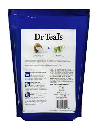 Dr. Teal's Eucalyptus & Spearmint Soaking Solution (1 Bag, 7lb) - Blended with Pure Epsom Salt - Stimulate and Soothe The Senses - Ease Pain & Soreness in The Body at Home - Value Size Bag