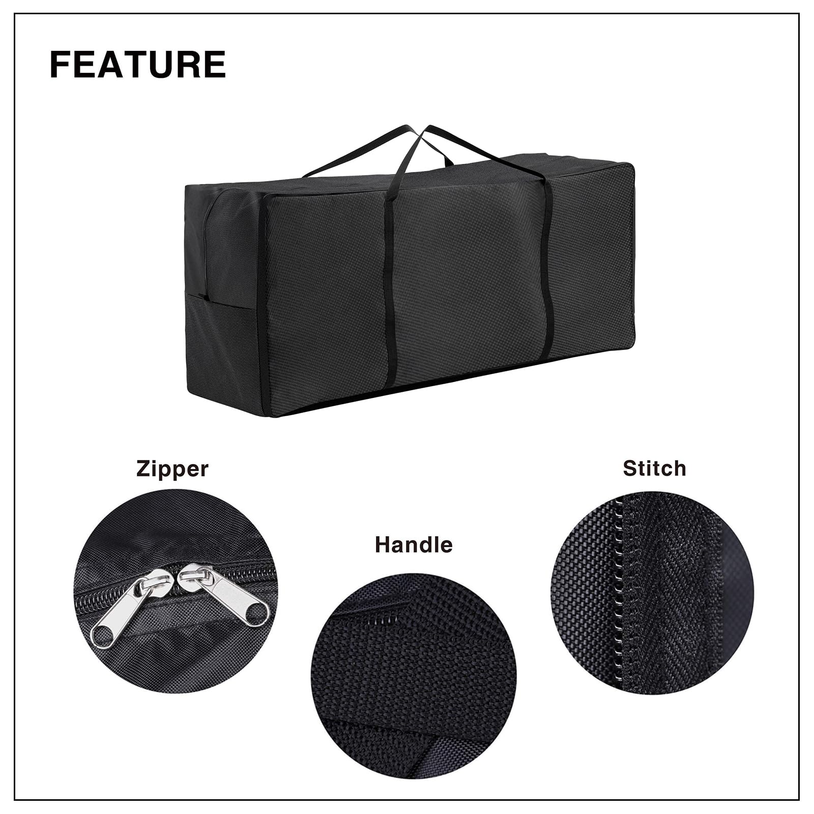 Turtle Life Cushion Storage Bag, Outdoor Patio Heavy Duty Storage Bag with Zipper and Handle, Black