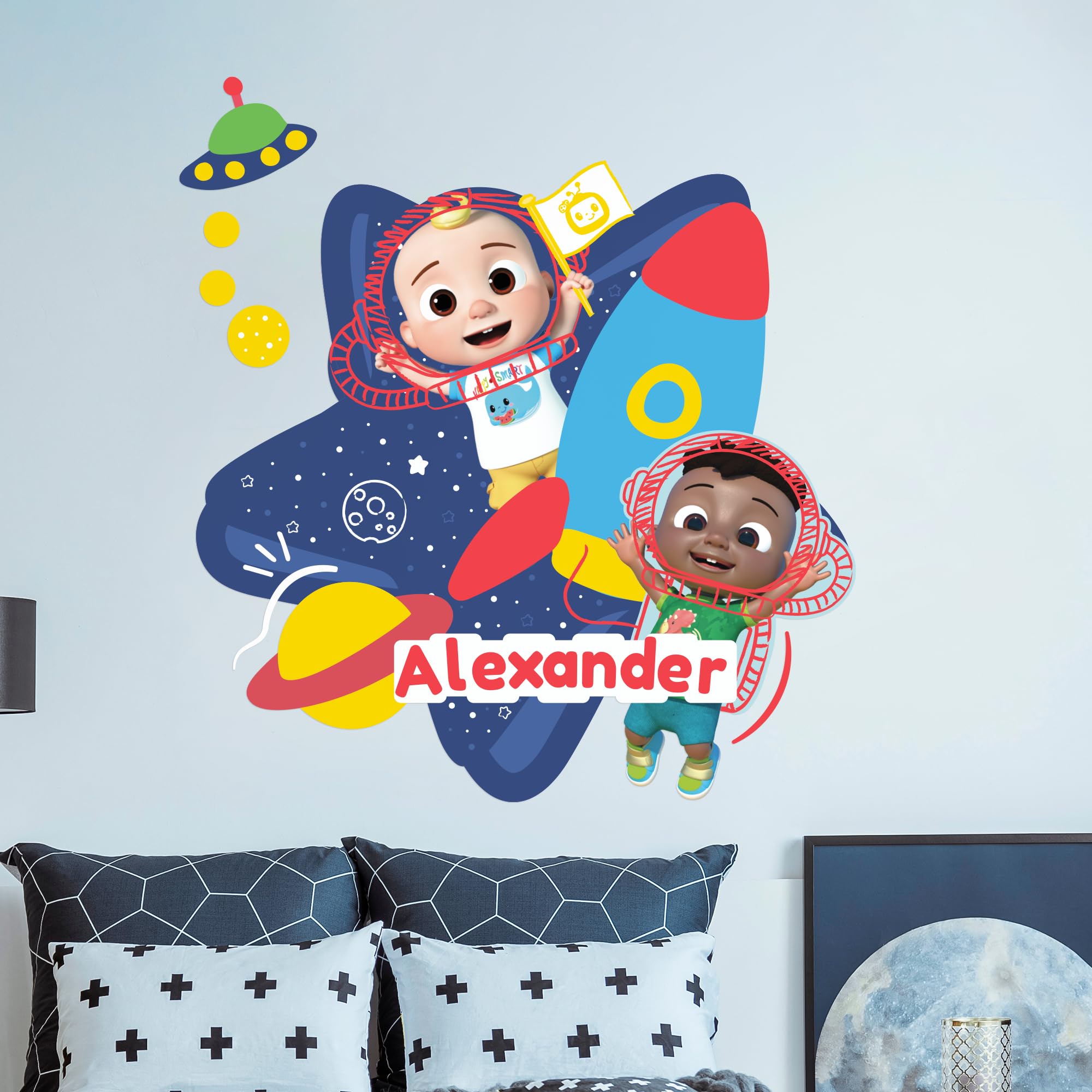 EGD Multiple Font Custom Name & Initial JJ & Cody CoComelon Kids Wall Decor | EGD X CoComelon Series | Personalized Wall Decal for Baby Girl or Boy | Multiple Sizes and Color Options