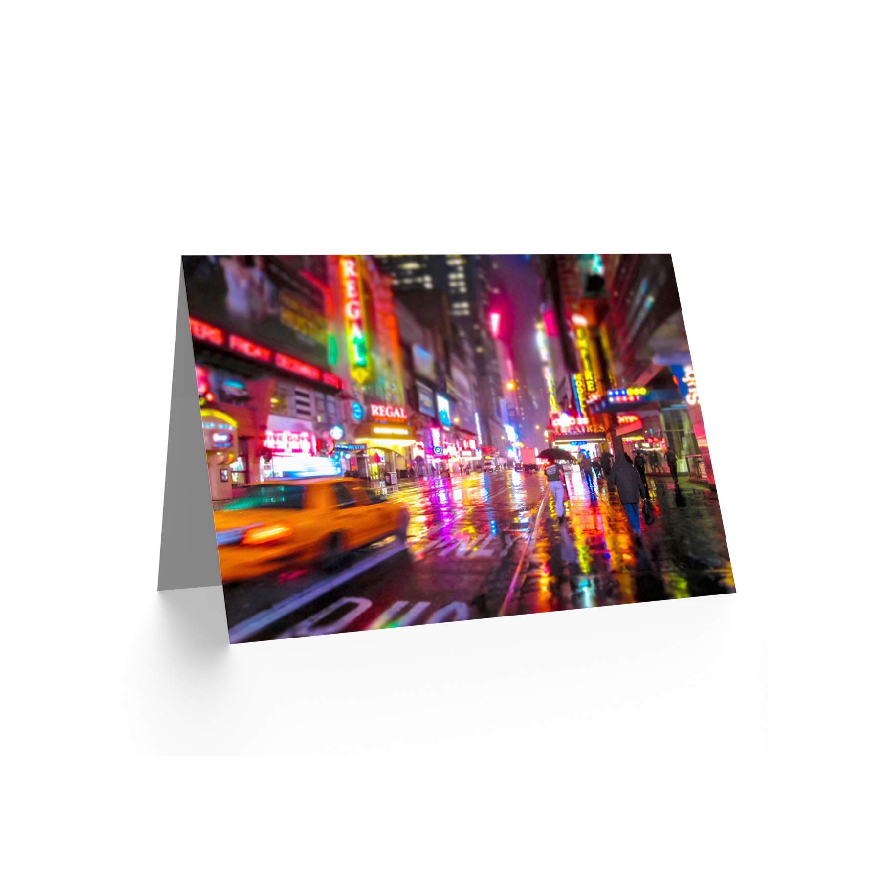 Wee Blue Coo NEW YORK NEON CITY LIGHTS PHOTO BLANK GREETINGS BIRTHDAY CARD ART