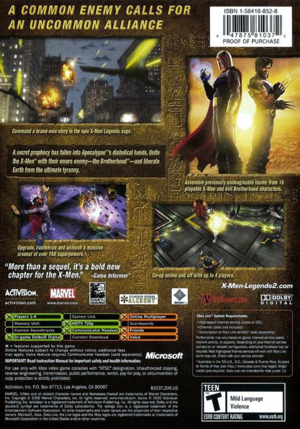 X-men Legends II Rise of the Apocalypse - Xbox
