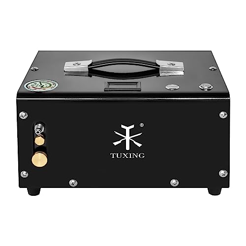 TUXING 4500Psi PCP Air Compressor,PCP Rifle/Pistol and Paintball Tank Air Pump, Powered by 12V Car DC or Home 110V AC with Power Converter and Built-in Water Oil Filter