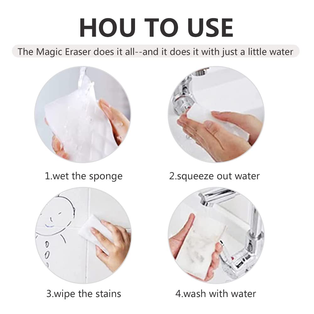 Dr.WOW Magic Cleaning Eraser,12 Pack 4X Stronger Magic Cleaning Pads-Universal Cleaner for Melamine Foam Sponges,Car,Shoes,Dishes Bathtub Furniture