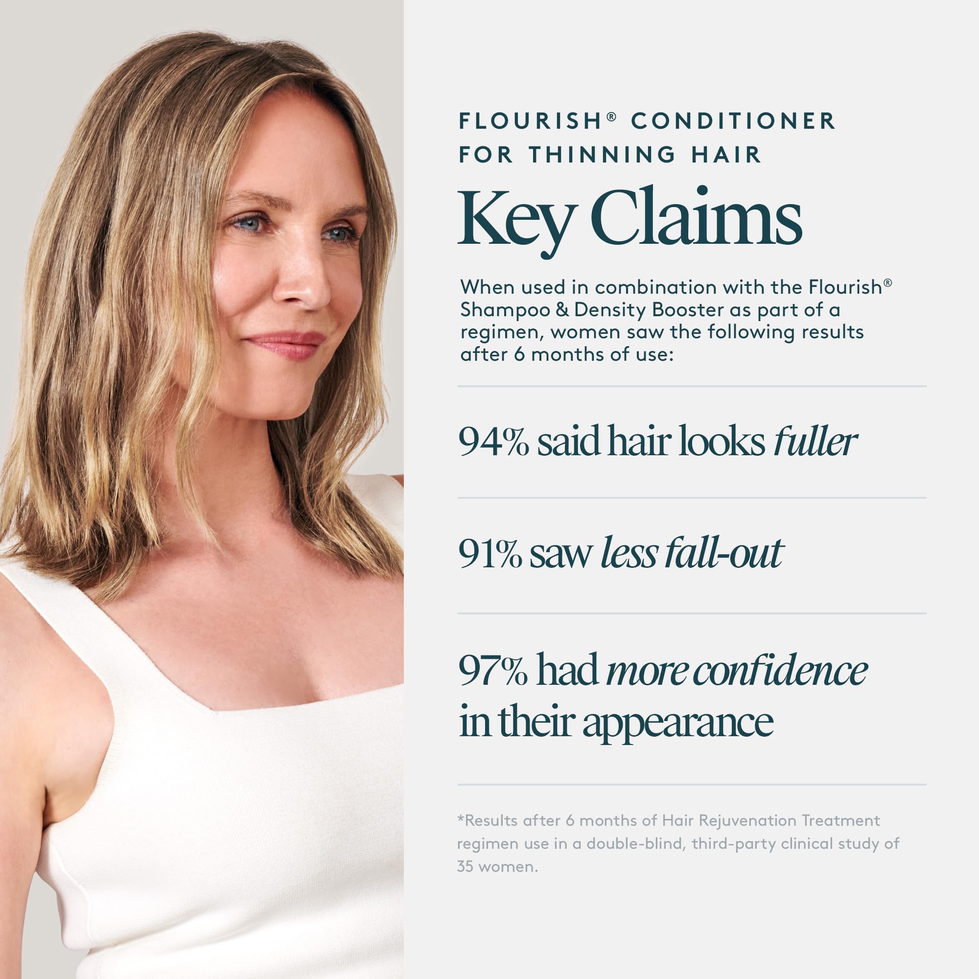 VIRTUE Flourish Conditioner for Fine or Thinning Hair, Sulfate Free Hair Growth Product, Detangles and Thickens, Color Safe