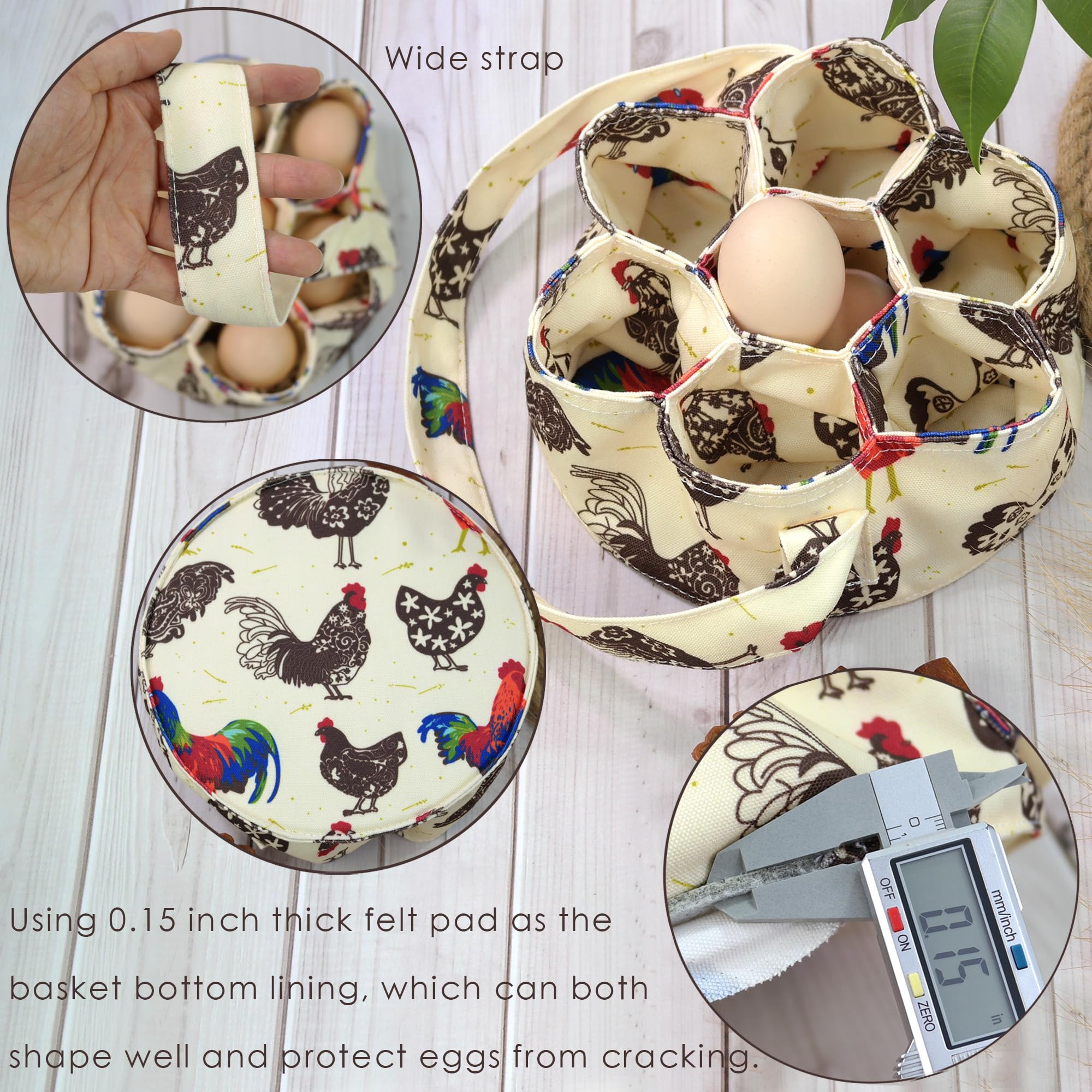 ETIUC Eggs Collecting Basket with 7 Pouches Eggs Gathering Basket Canvas Egg Bags for Fresh Eggs Collecting Eggs Holder Bags for Chicken Hen Duck Goose Eggs Farmhouse Henhouse Garden (1pc Basket)