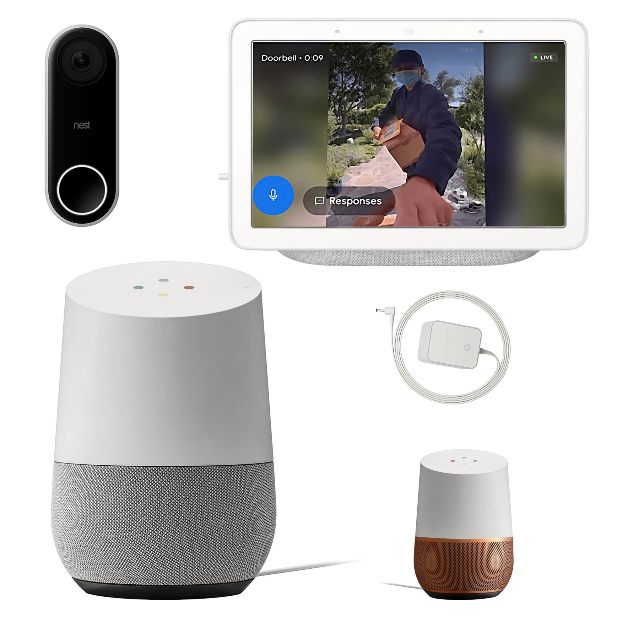 Google Nest (Wired) Wi-Fi Video Doorbell with Audio Speaker and Power Adapter Bundle