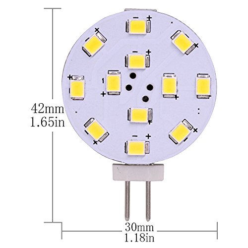 WeiXuan G4 LED Bulb, 35 Watt Equivalent, Bi-Pin LED Disc, JC Side Pin, 12V-24V AC/DC Low Volt, CRI>85, 350 Lumens, Pack 5 (White)