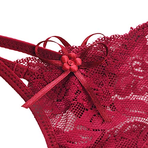 Toxz Womens Sexy Lace Thongs G-String,Sheer Perspective Satin Enticing Floral Embroidered,Lace V-String Briefs Panties Lingerie Underwear