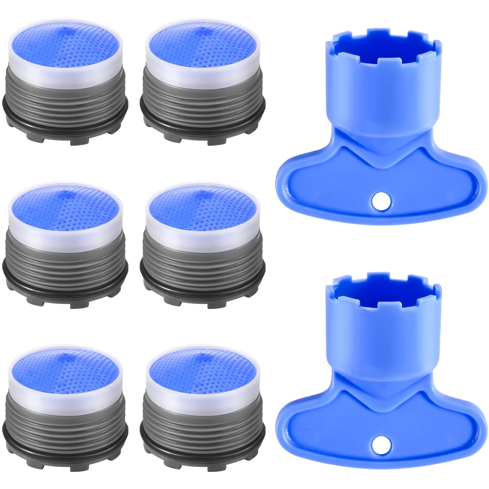 Faucet Aerator M18.5, WeeVeni 6PCS Aerator Replacement for Sink Faucet Flow Restrictor, Kitchen Cache Aerators Bathroom Sink Aerator with Key Removal Wrench Tool (18.5 MM) (18.5MM)