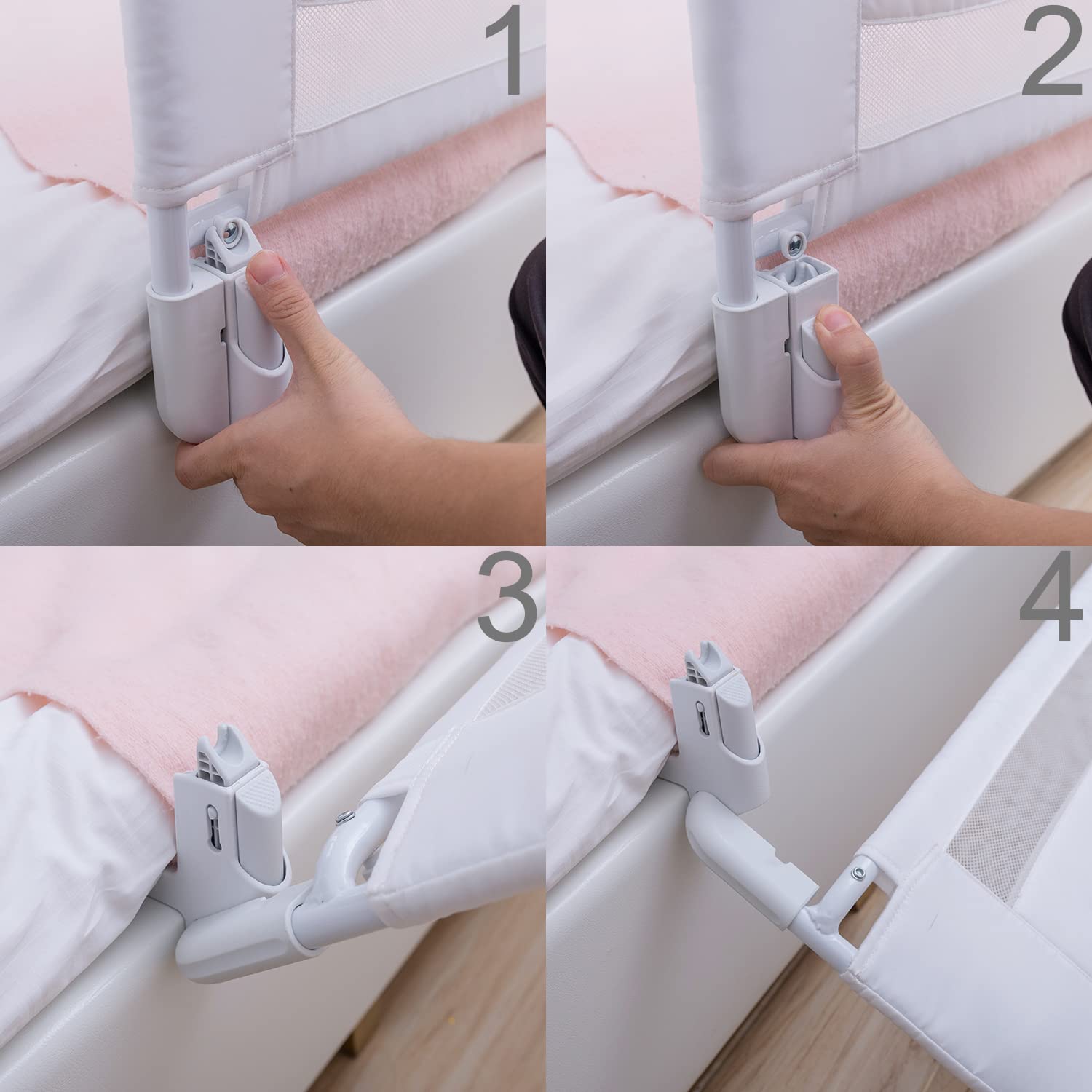XHTAKPO Guard Rails for Bed,Reinforced Anchor Safety System for Baby Double Bed Rail White Without Cotton