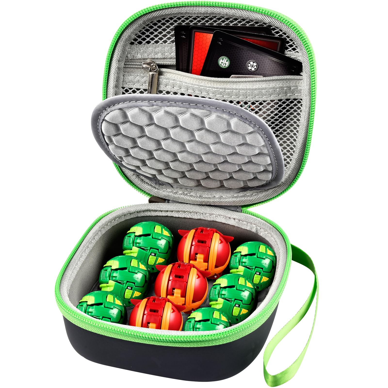 Toy Organizer Storage Case Compatible with Bakugan Figures, for BakuCores and Armored Alliance, Geogan Rising Battle Action Figure Carrying Storage Holder (Box Only) - Green