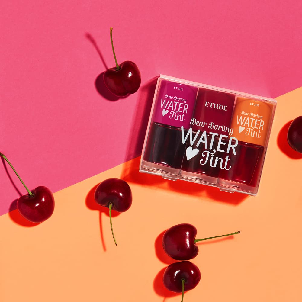 ETUDE Dear Darling Water Tint 3 Color SET 9.5g x 3color | Bright Vivid Color Lip Tint with Moisturizing Pomegranate & Grapefruit Extract to Hydrate your Lips