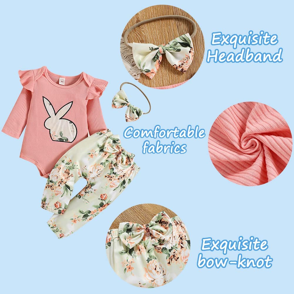 XIFAMNIY Baby Girls My 1st St.Patrick Day/Easter Day Outfit Newborn 4Pcs Pants Set