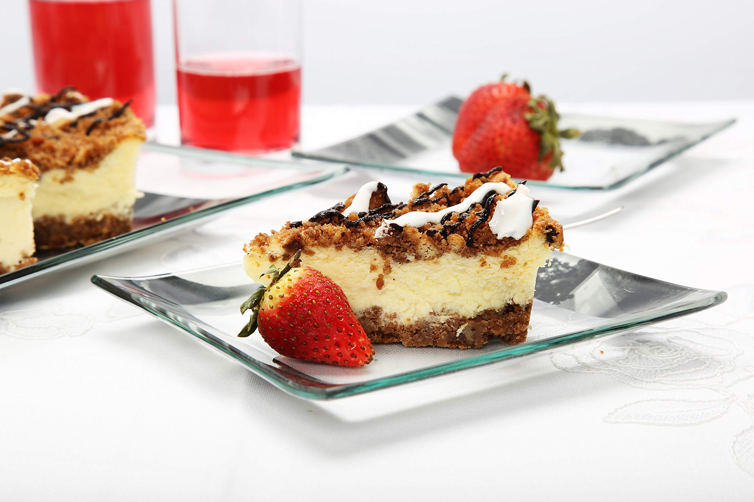 GAC Unique Landscape Design Square Tempered Glass Dessert Plates – 6 Inch – Set of 5 – Break Resistant – Oven Proof - Microwave and Dishwasher Safe - Attractive Yellow Colored Salad Plate Set