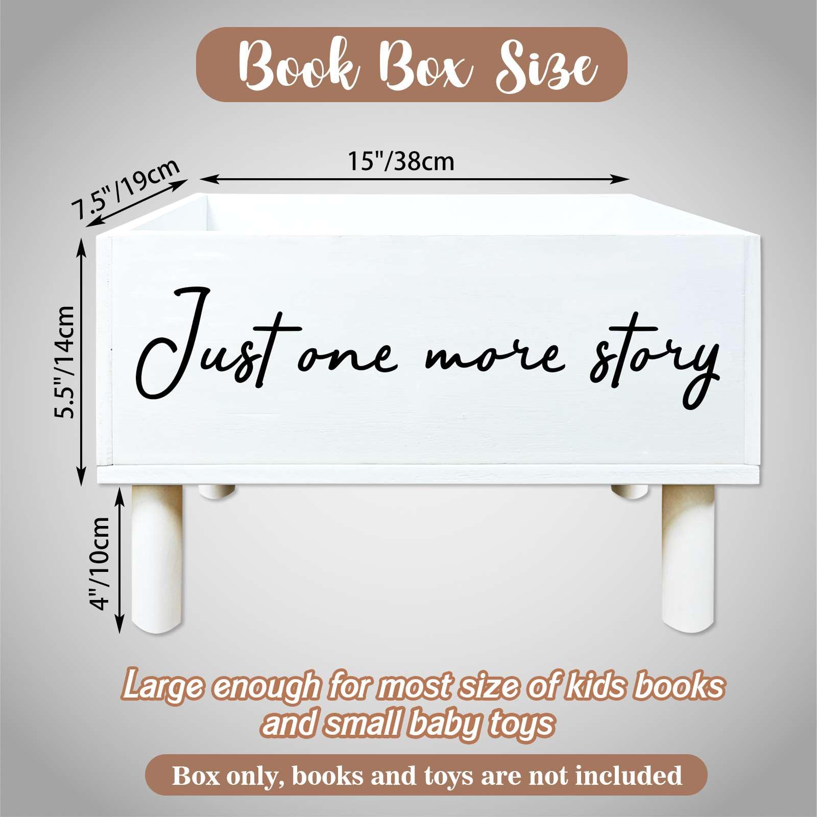 Just One More Story Bookshelf for Toddlers,Wooden Book Storage Box Caddy Basket Organizer with Legs,Floor Book Display,Kids Book Rack Bin Bookcase for Nursery Classroom Library