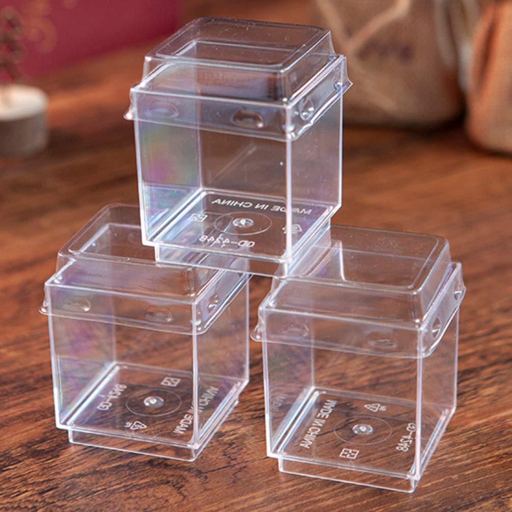 Gadpiparty Mousse Cups 20 Transparent Square with Lids, Plastic Parfait Cups Appetizer Tasting Shooter Cups Reusable Serving Containers for Mousse Ice Cream Fruit and Pudding