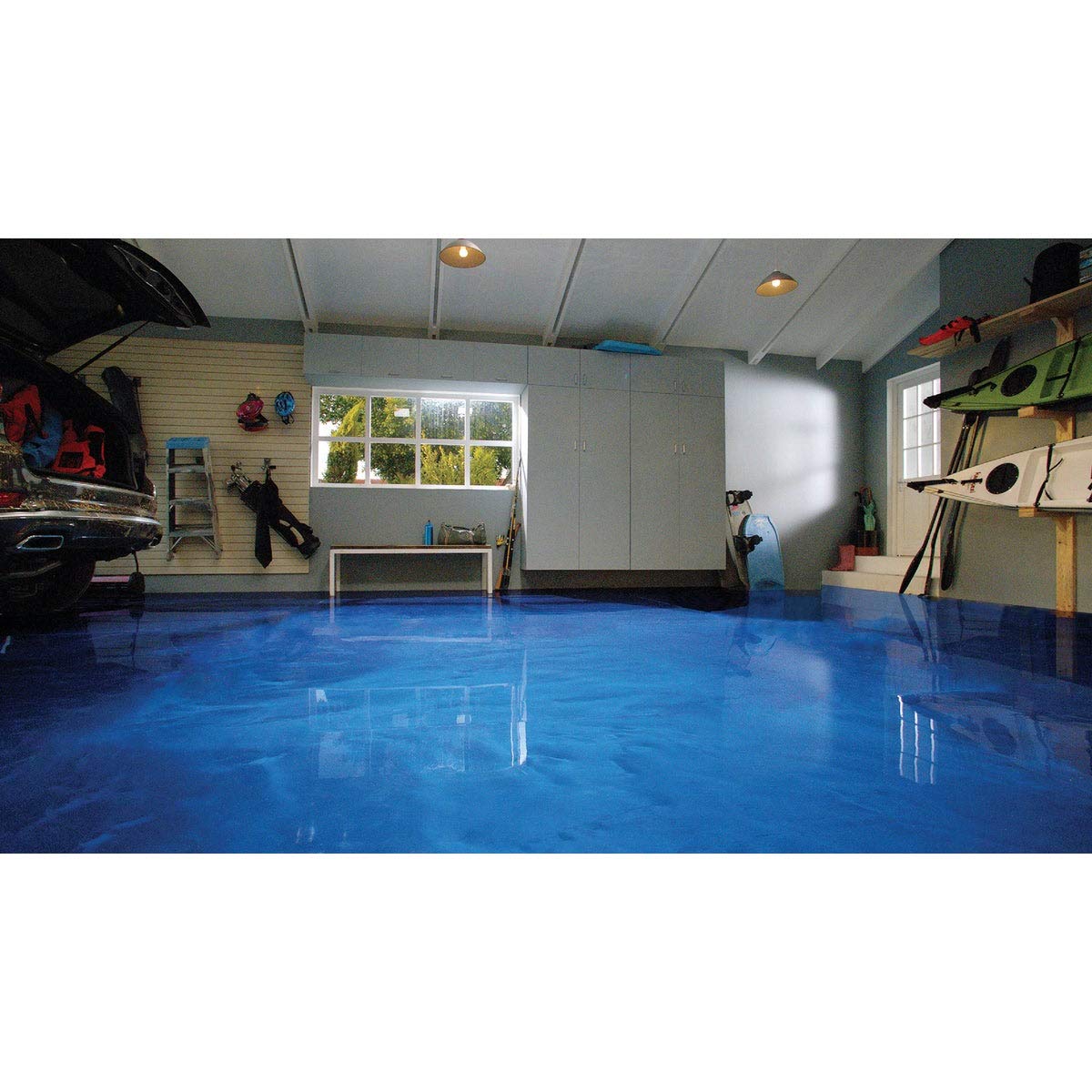 Rust-Oleum 299745 Rocksolid Metallic Garage Floor Coating, 2.5 Quarts (Pack of 1), Brilliant Blue, 128 Fl Oz