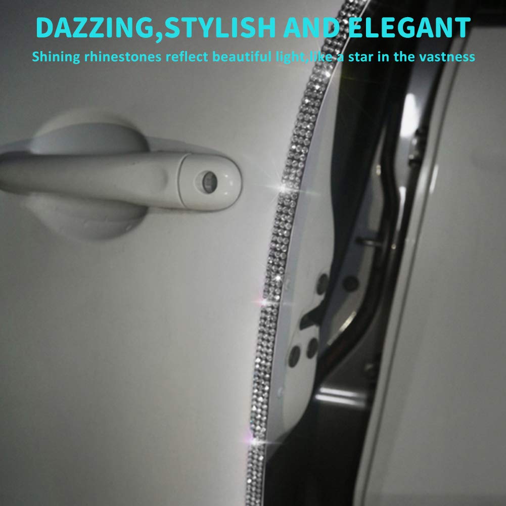 eing Door Edge Anti-Scratch Sticker Door Crash Bumper Crystal Bling Protection Tape Rubber Strip Car Door Protector/ Guard,90cm/35.4" Each One,4Pack/Set,White