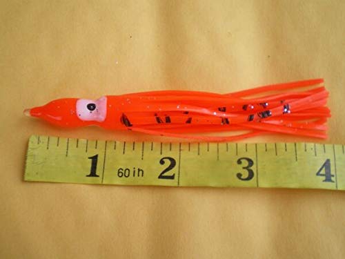 Fishing Tackle Lure 75 PCS. 4 (10cm.) RED Squid Skirt HOOCHIES, Octopus Lure BAITS
