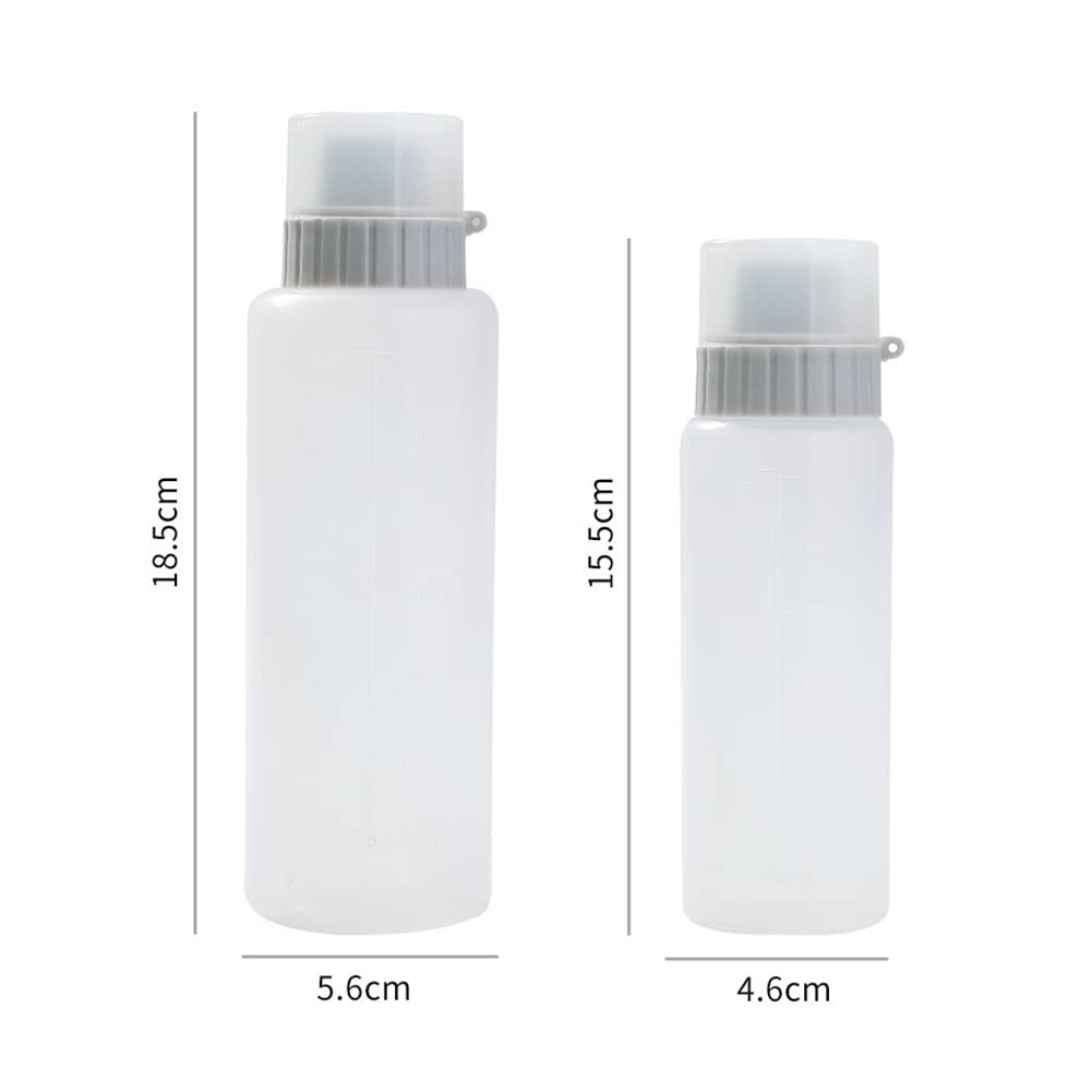 EUBUY 5-hole Squeeze Bottle for Sauces, Plastic Sauce Bottle with Lid and Graduations, Home Kitchen Condiment Squeeze Bottle for Ketchup, Salad, BBQ Sauce, Oil, Syrup, Condiments