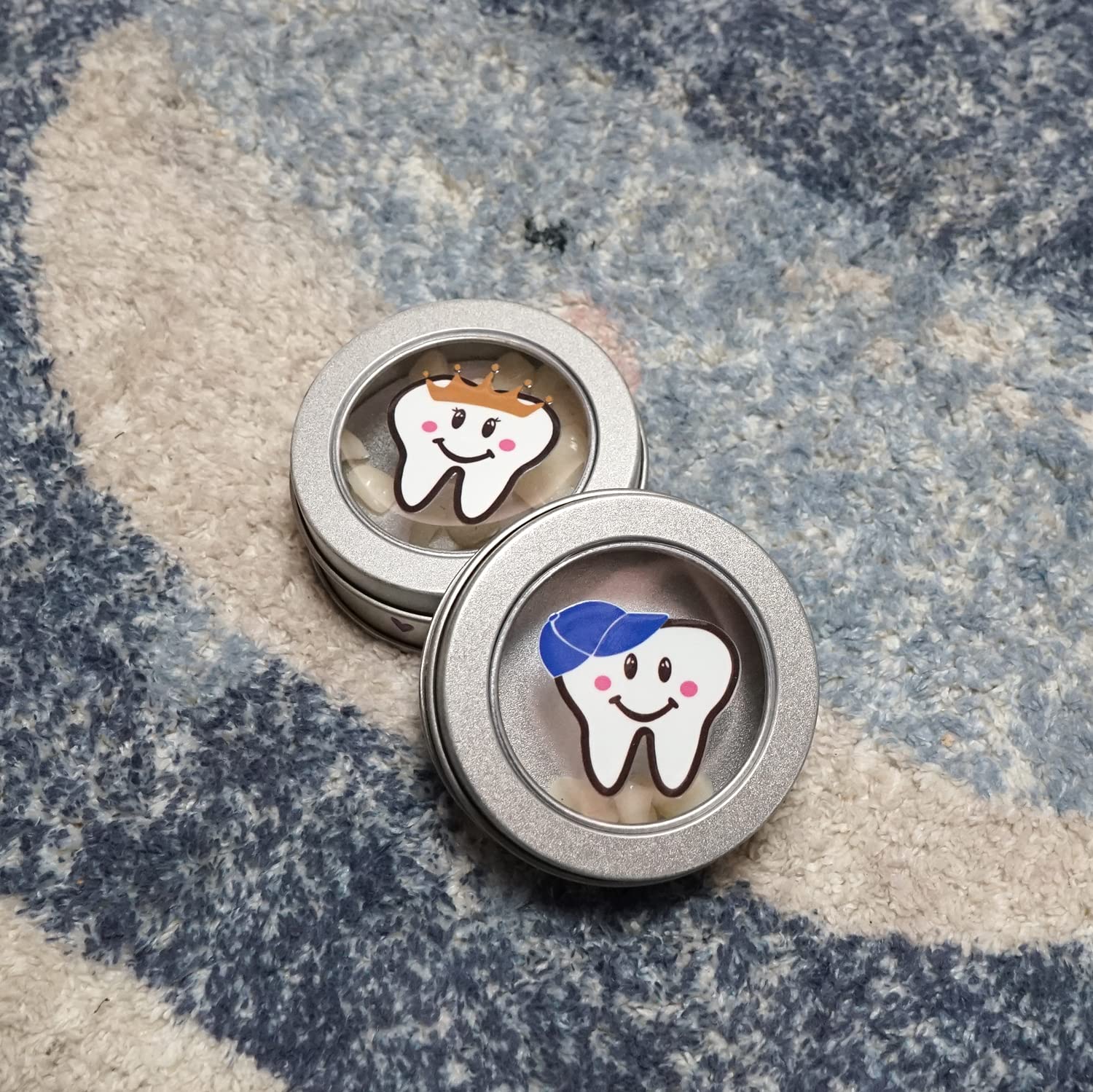 HAMUIERS Baby Tooth Box, Tooth Fairy Box for Lost Teeth, Metal Tooth Holders for Kids First Teeth Keepsake Box Gifts for Baby - Boy