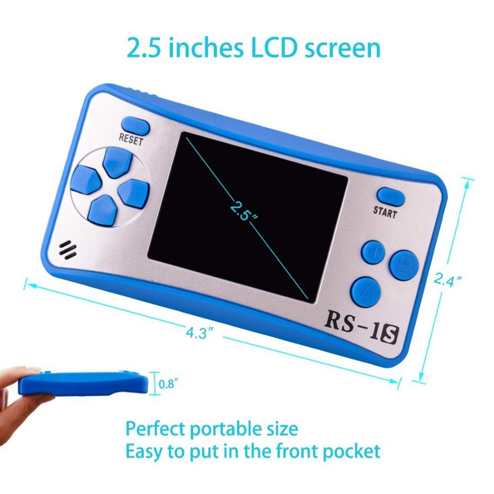 ZTING 2.5LCDD Handheld Children's Game Machine, Built-in 168 Old School Games Retro Arcade Game Player Boy Birthday Gift,Blue