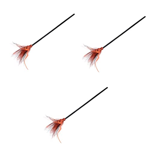 HANABASS 3pcs / Day Net Creative Plastic Halloween Yarn Witchy Broom Broomstick Favors Adults Decoration Wizard Home Wicked Kid Orange Party Accessories Supplies Ornament Childrens Room