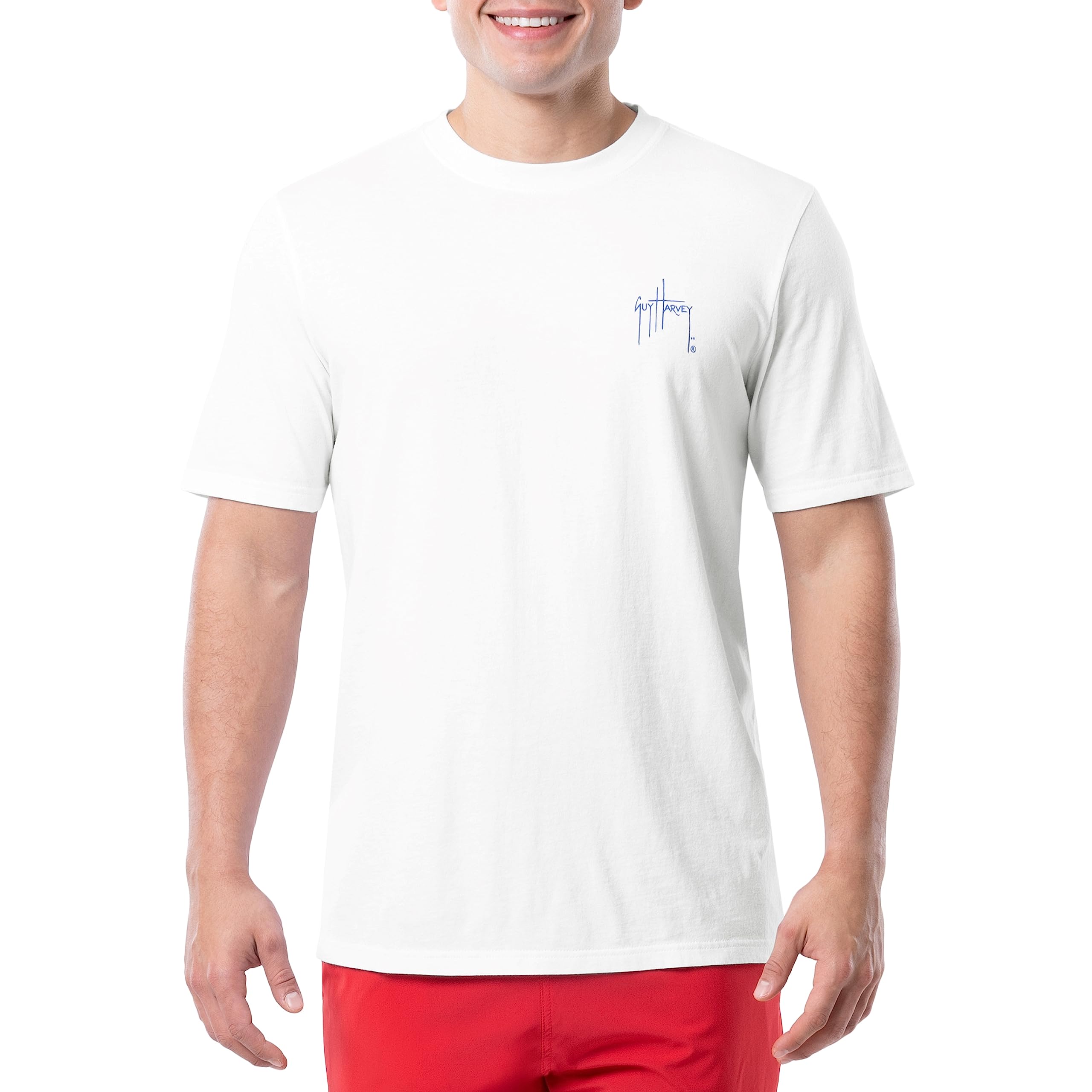 Guy Harvey Men's Short Sleeve T-Shirt, Bright White/Go Offshore, XX-Large