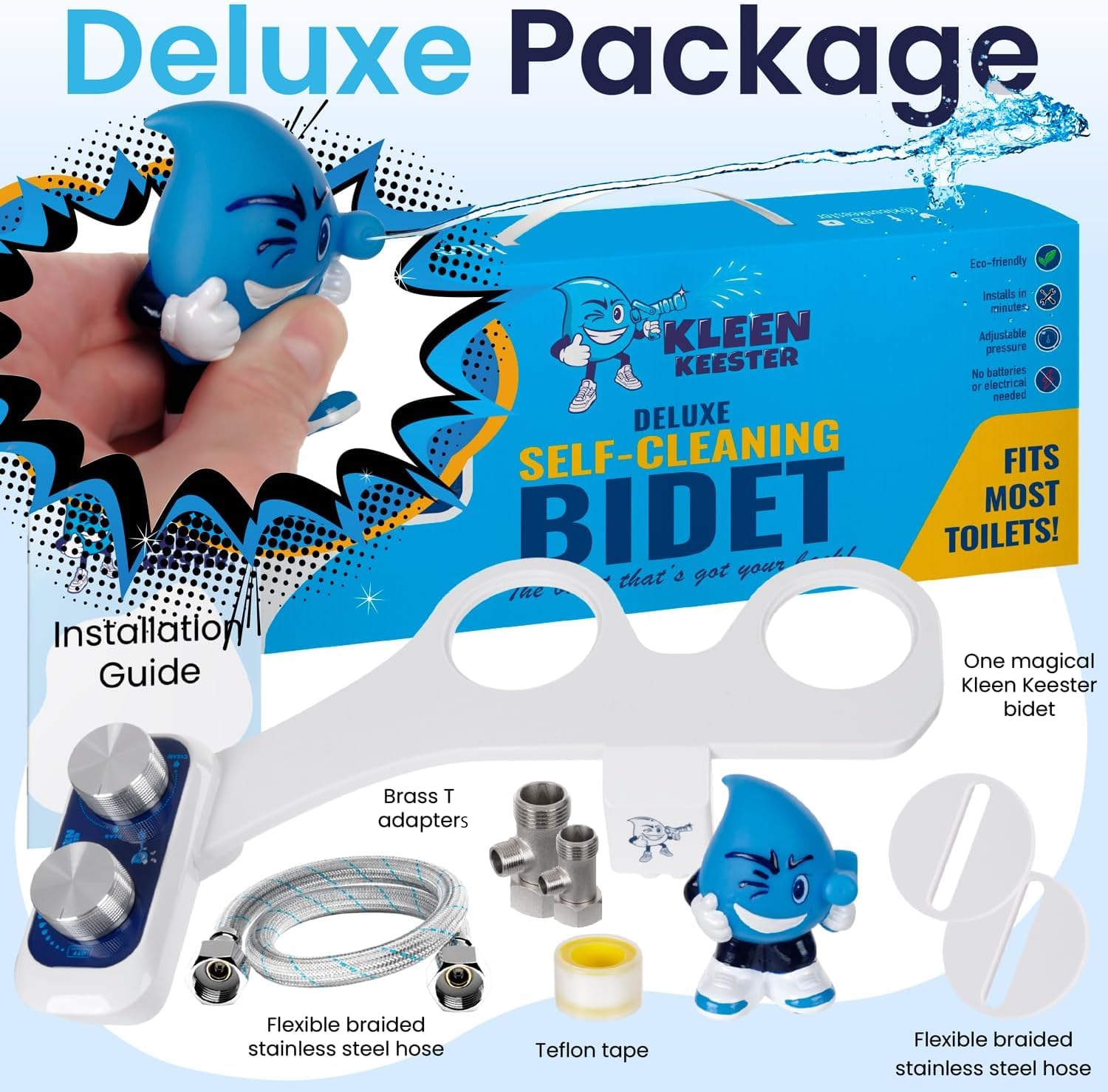RV BIDET by KLEEN KEESTER - Dual Self Cleaning Nozzles, Front & Rear Cleaning, Non Electric Ultra-Thin Toilet Seat Attachment - Home Kit Included