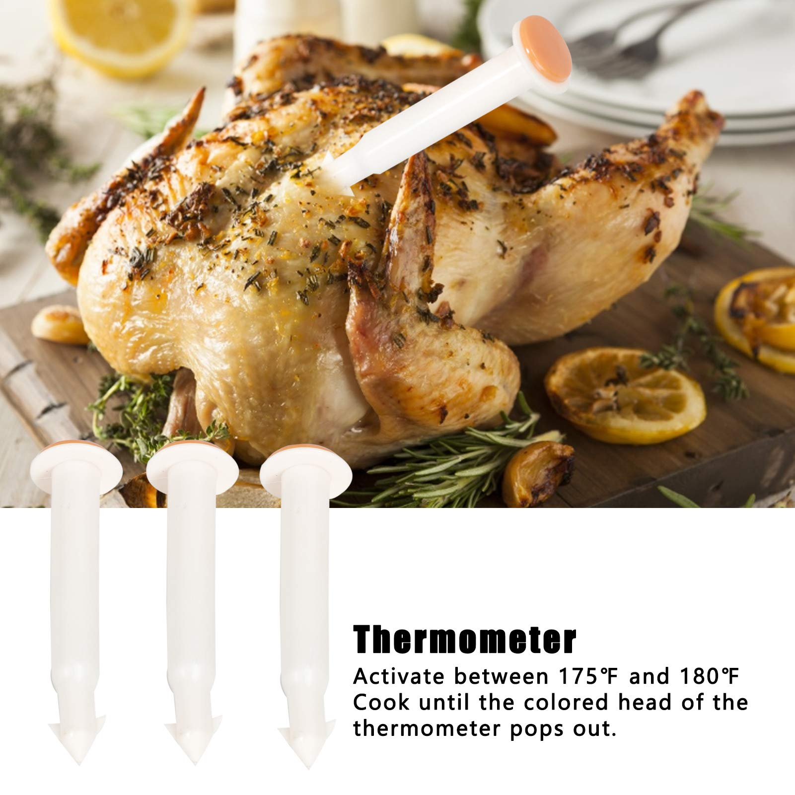 Fdit 20Pcs Poultry Roasted Chicken Thermometer Timer Popping Up Temperature Meter for Cooking