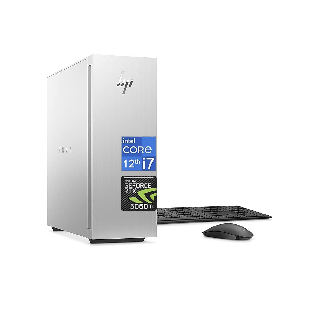 HP 2022 Newest Envy Desktop PC, Intel Core i7-12700 (12-Core), GeForce RTX 3060 Ti, 64GB, 2TB SSD, 2TB HDD, Wi-Fi 6, USB Wireless Keyboard and Mouse Combo, Windows 11 Home, Bundle with JAWFOAL