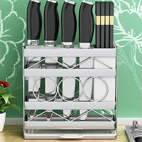 HOUKAI 304 Stainless Steel Knife Holder Kitchen Supplies Knife Holder Rack Chopper Put Knife Storage Rack