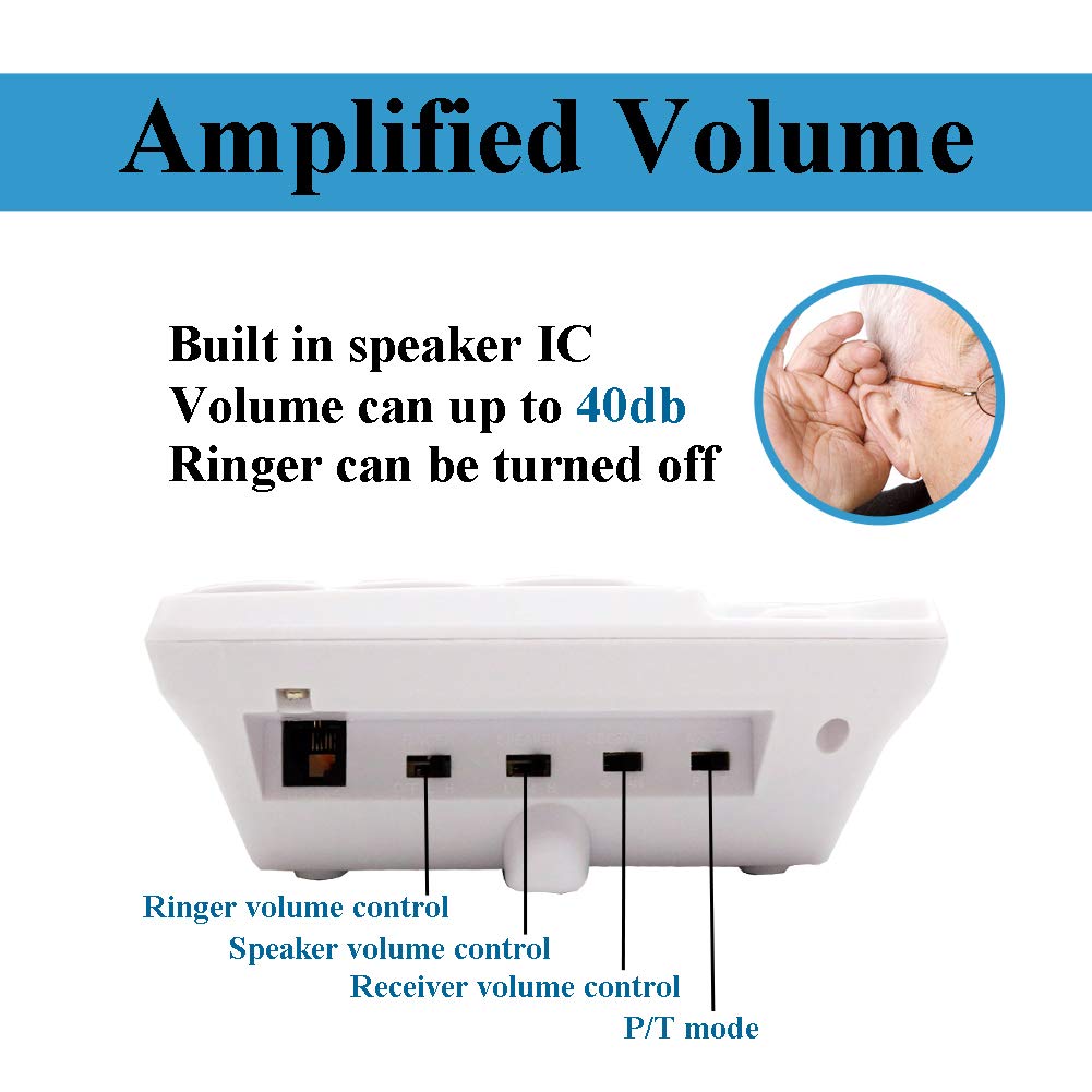 Elderly Phone for Seniors, HePesTer Large Button Phone for Low Vision Amplified Corded Phone Landline Home Telephones Programmable Wall Phone with Extra Loud Ringer