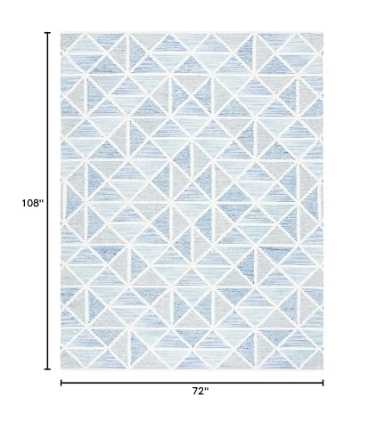 SAFAVIEH Abstract Collection Area Rug - 6' x 9', Ivory & Blue, Handmade Wool, Ideal for High Traffic Areas in Living Room, Bedroom (ABT655A)