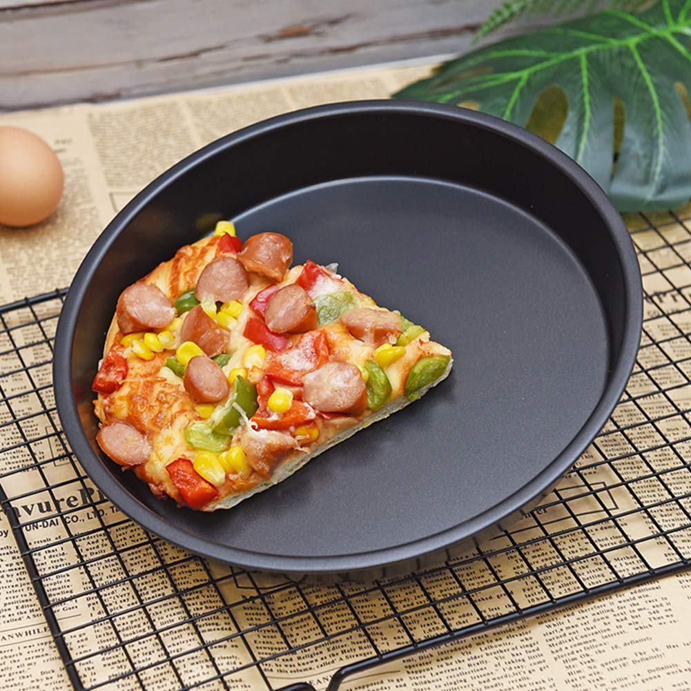 Fdit Pizza Pan Non-Stick Round Shallow Pie Cake Bread Mold Carbon Steel Baking Dish Pan Tray Kitchen Tools 5/6/7/8/9/10 inch (6in)