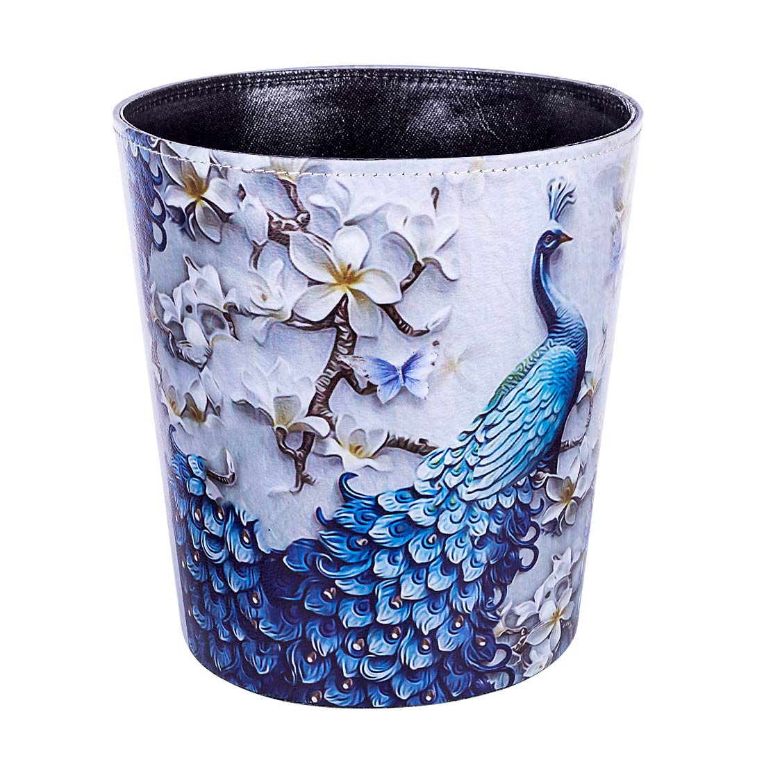 Scakbyer 10L/2.64 Gallon PU Leather Trash Can Decorative Waterproof Wastebasket Paper Basket Garbage Bin for Home Office Bathroom
