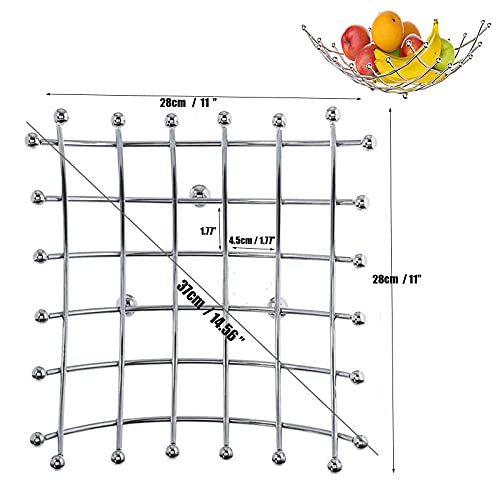 Fruit Basket Living Room Desktop Metal Fruit Bowl Creative Fashion Storage Basket for Bread, Fruits, Vegetable, Snacks, Households Items Storage for Living Room, Kitchen, Countertop, Pantry (silver)