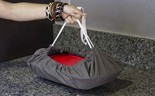 Grand Fusion 2 In 1 Casserole Carrier And Dish Towel For Kitchen, Machine Washable Kitchen Towels, Can Be Converted To Casserole Carrier For Hot Or Cold Food, Gray, Pack Of 1