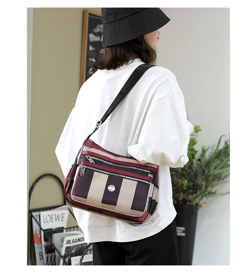 HANDAFA Plaid Shoulder Handbag With Adjustable Strap Large Capacity Hipster Crossbody Purse For Women(Red)