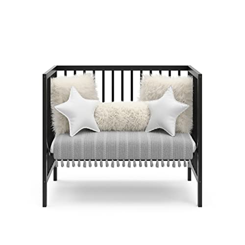 Graco Teddi 4-in-1 Convertible Mini Crib with Bonus Water-Resistant Mattress (Black) β GREENGUARD Gold Certified, 2.75-Inch Mattress Included, Convenient Size, Easy 30-Minute Assembly