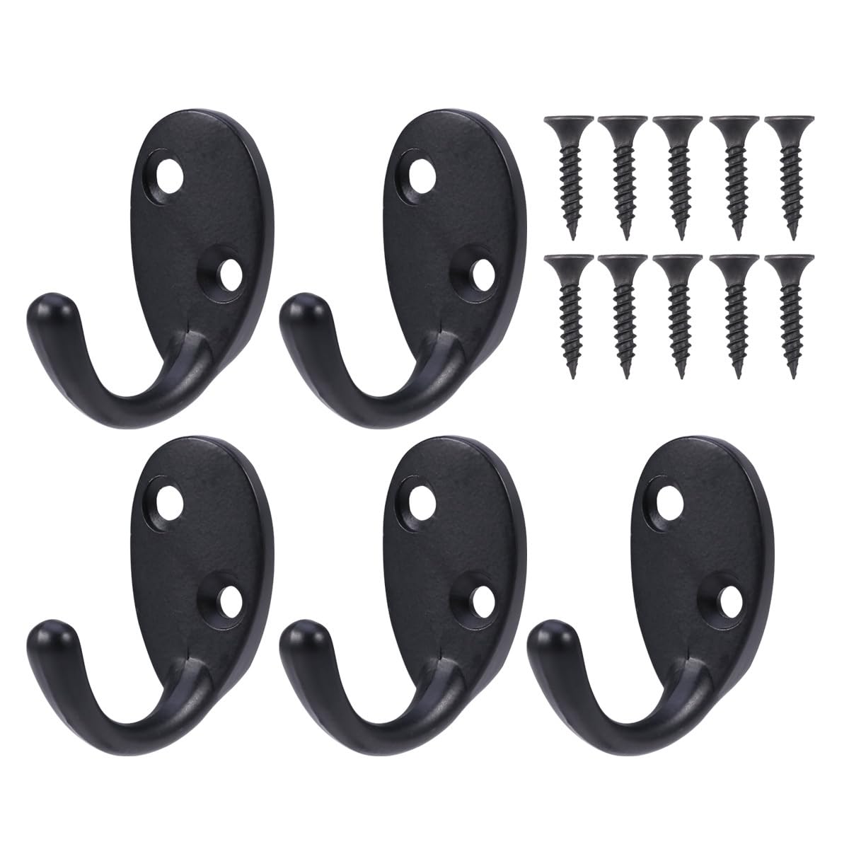 PRETYZOOM 5pcs Metal Wall Hooks for Hanging, Heavy Duty Iron Hanging Hooks for Coat, Cap, Wall Mount Coat Hanger with Screws, Retro Style