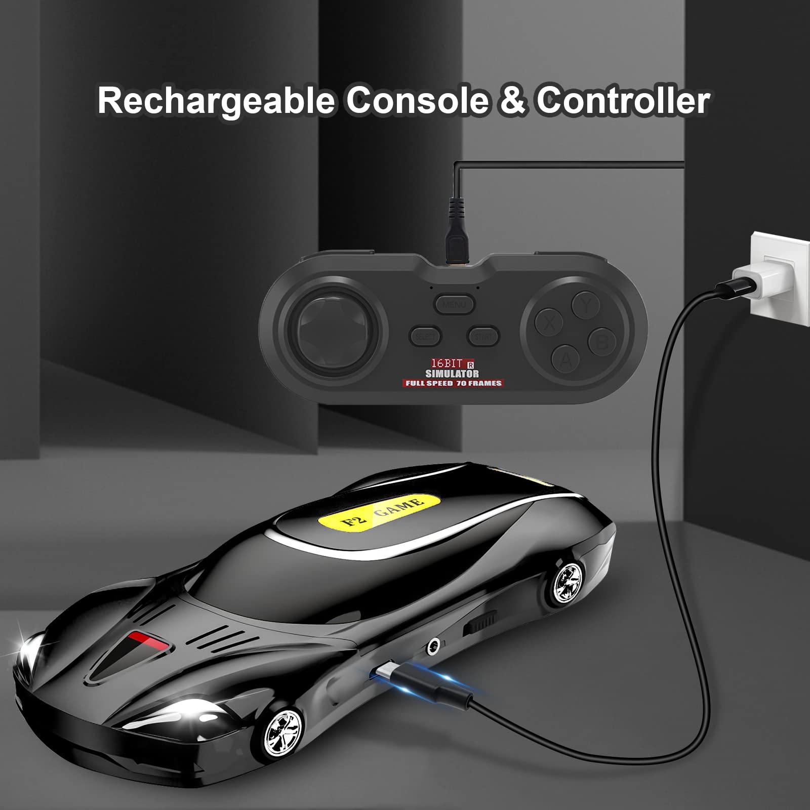 Handheld Game Console Built-in 5000 Retro Games - 3 Inch IPS Portable Video Game Player 10 Emulators Electronic Gaming System Support 2 Players & AV Output, Best Gift for Kids Adults -Black