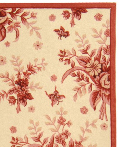SAFAVIEH Chelsea Collection 5'6" Round Ivory / Rose HK250C Hand-Hooked French Country Wool Area Rug