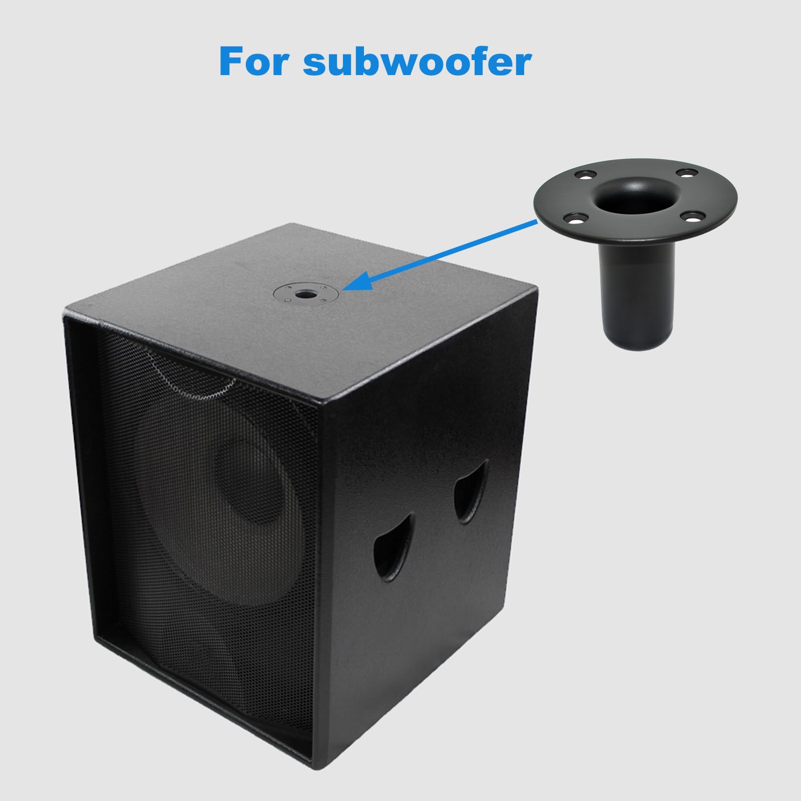 Howonder Speaker Stand Top Hat 4.13"x3.29" ,Metal Speaker Cabinet Pole Mount, PA/DJ Tripod Speaker Stand Mounts Adapters 105X85mm (2 Packs Black)