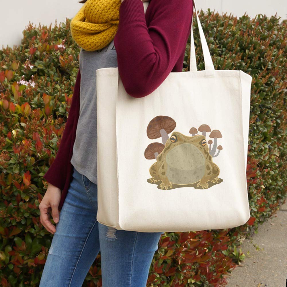 GRAPHICS & MORE Toad Sitting In Front of Mushrooms Grocery Travel Reusable Tote Bag