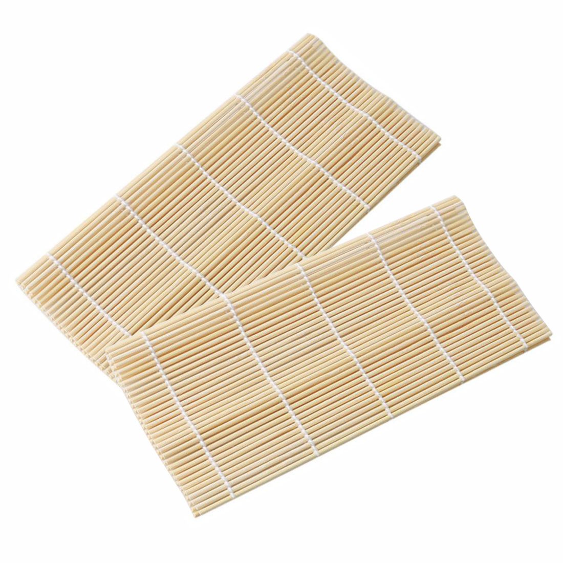 GARASANI 2 Pack Bamboo Gimbap Sushi Making Kit, 2 x Natural Bamboo Mat, 1 x Cooking Brush, 9.4" x 9.4" (Beige)