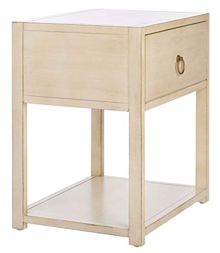Safavieh Home Collection Yudi Antique White and Gold 1-Drawer Nightstand
