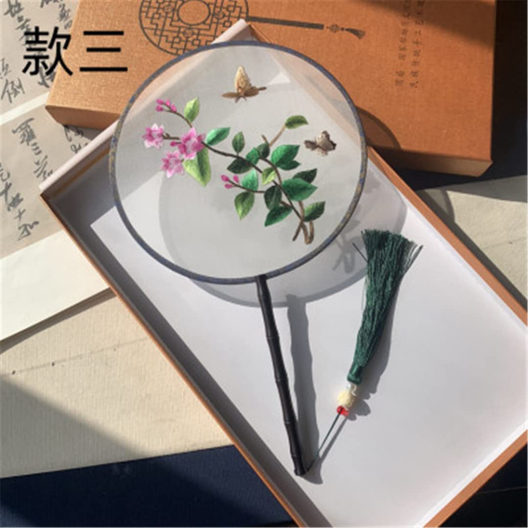 Handmade Silk Finished Suzhou Embroidery Round Fan Double-Sided Embroidery Landscape Series